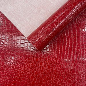 Red Shiny Alligator 3D Embossed Vinyl Fabric, 54" Wide Upholstery ...