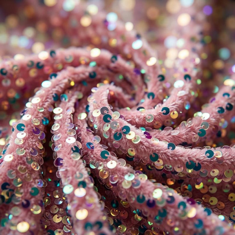 Pink Iridescent Sequin Velvet Fabric, Stretch Velvet Sequin Fabric, 5mm ...