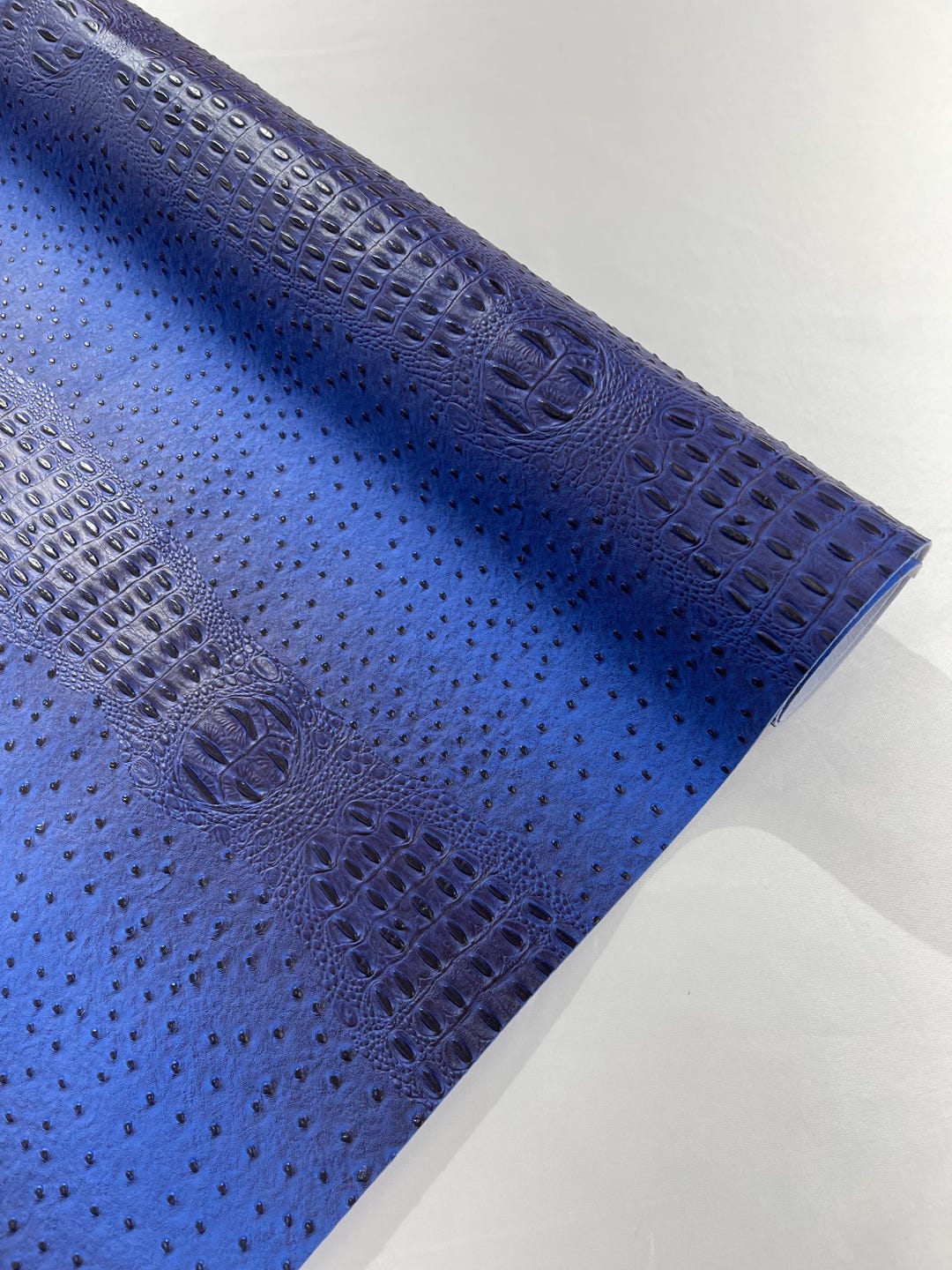 Royal Blue 54” Wide Gator/ostrich Two Tone Fake Leather Upholstery, 3-D ...