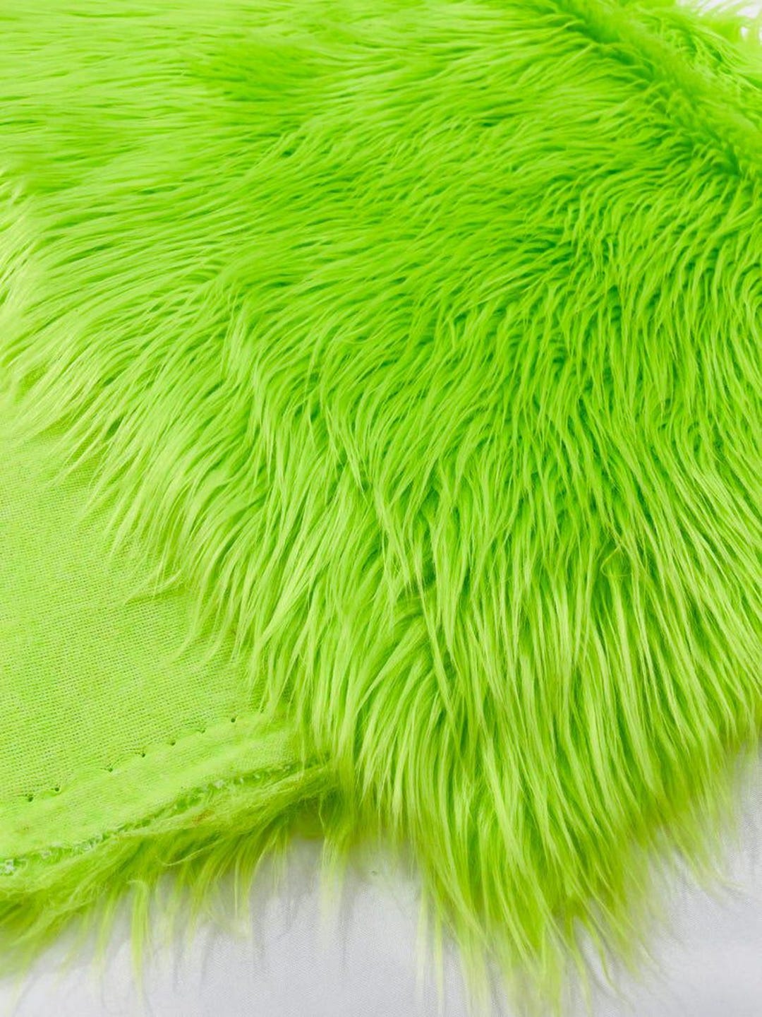 Lime Green Long Pile Faux Fur Fabric| 58" Wide| Cosplay Costume ...
