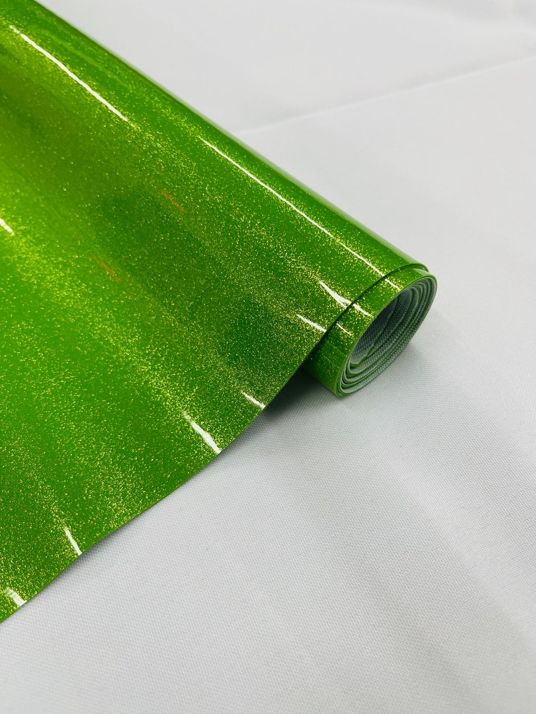 Lime Green 53/54" Wide Shiny Sparkle Glitter Vinyl, Faux Leather Pvc ...
