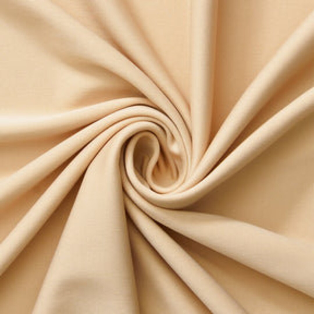 Beige Polyester Knit Interlock Mechanical Stretch Fabric 58"/60 ...