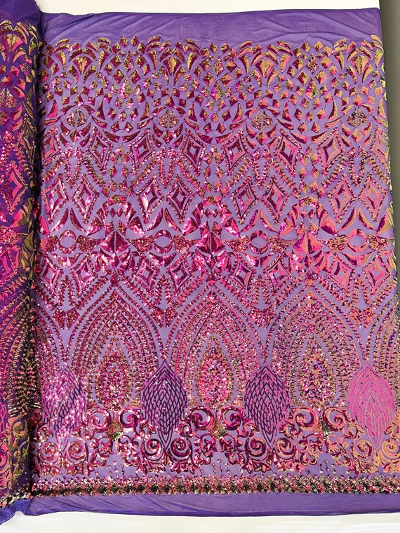 New Purple Iridescent Diamond Design With Sequins on a 4 Way - Etsy