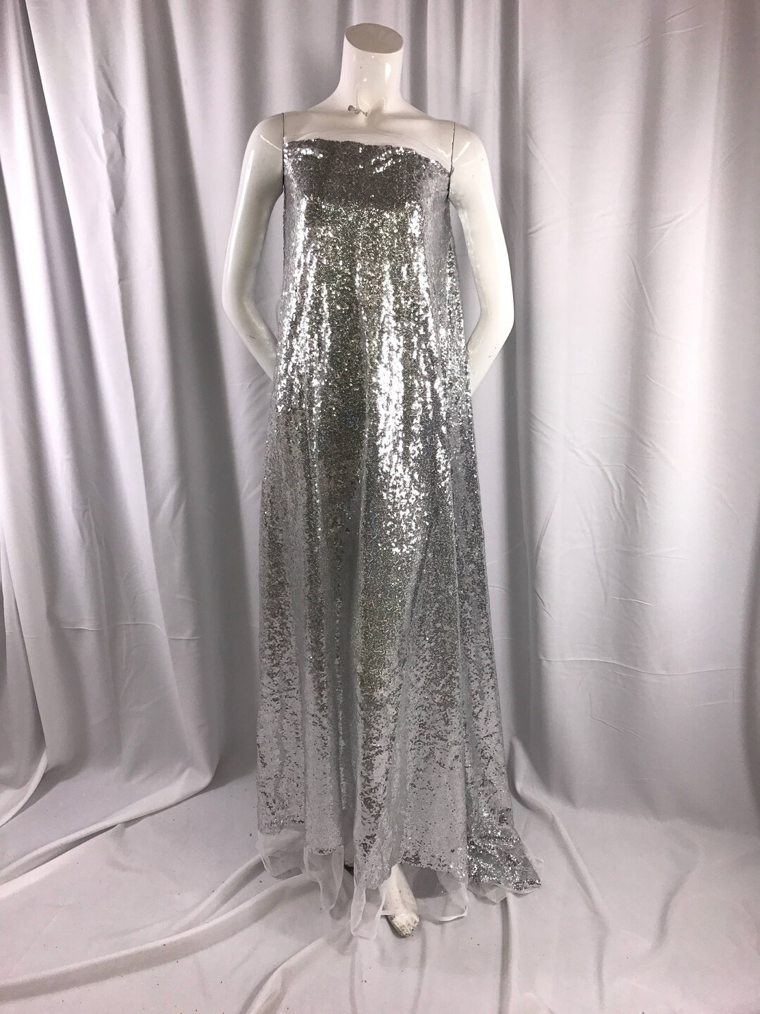 Silver Mermaid Fish Scales-mini Sequins Embroider on a 2 Way Stretch ...