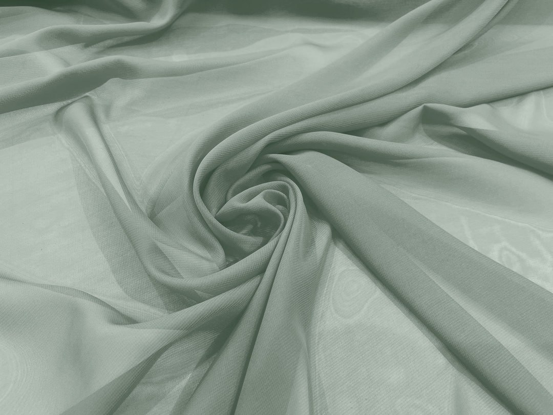 Sage Green 58/60" Wide 100% Polyester Soft Light Weight, Sheer, See ...