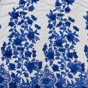 Royal Blue Princess 3d Floral Design Embroider and Beaded With Pearls ...