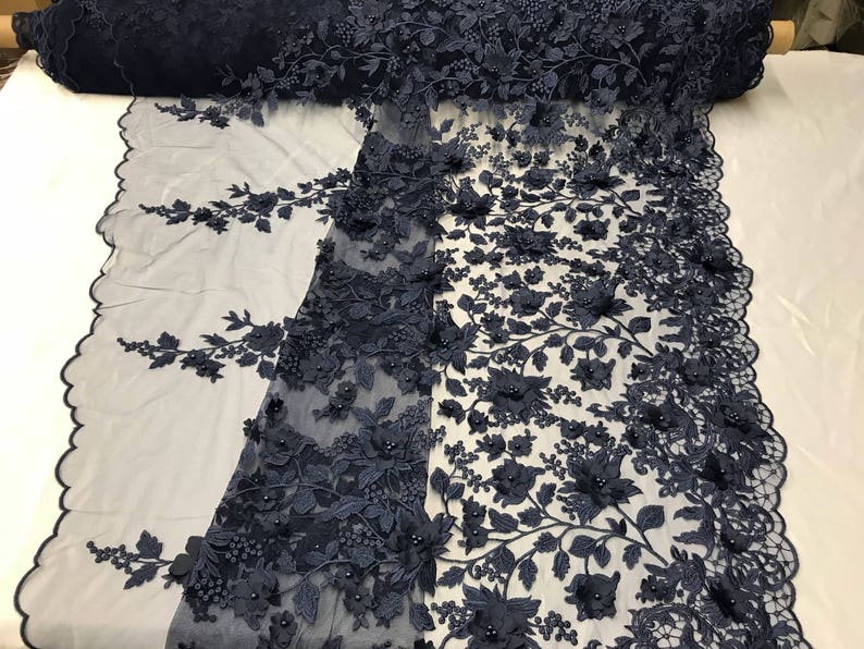 Navy Blue Princess 3d Floral Design Embroider and Beaded With - Etsy