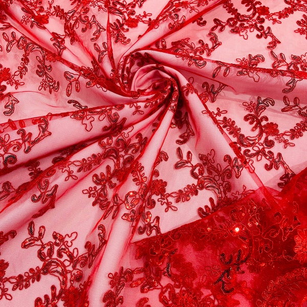 Red Lace Fabric - Etsy