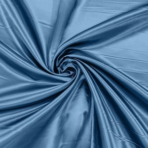 Coppen Blue Heavy Shiny Bridal Satin Fabric for Wedding Dress, 60 ...