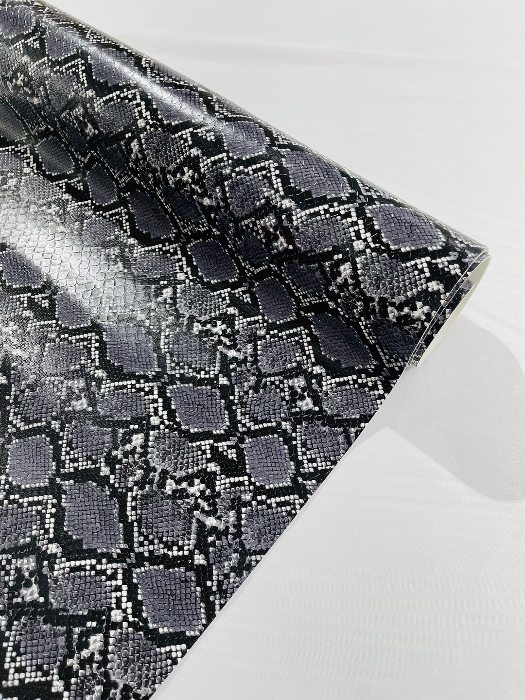 Gray/black 54" Wide Snake Fake Leather Upholstery, 3-D Viper Snake Skin ...