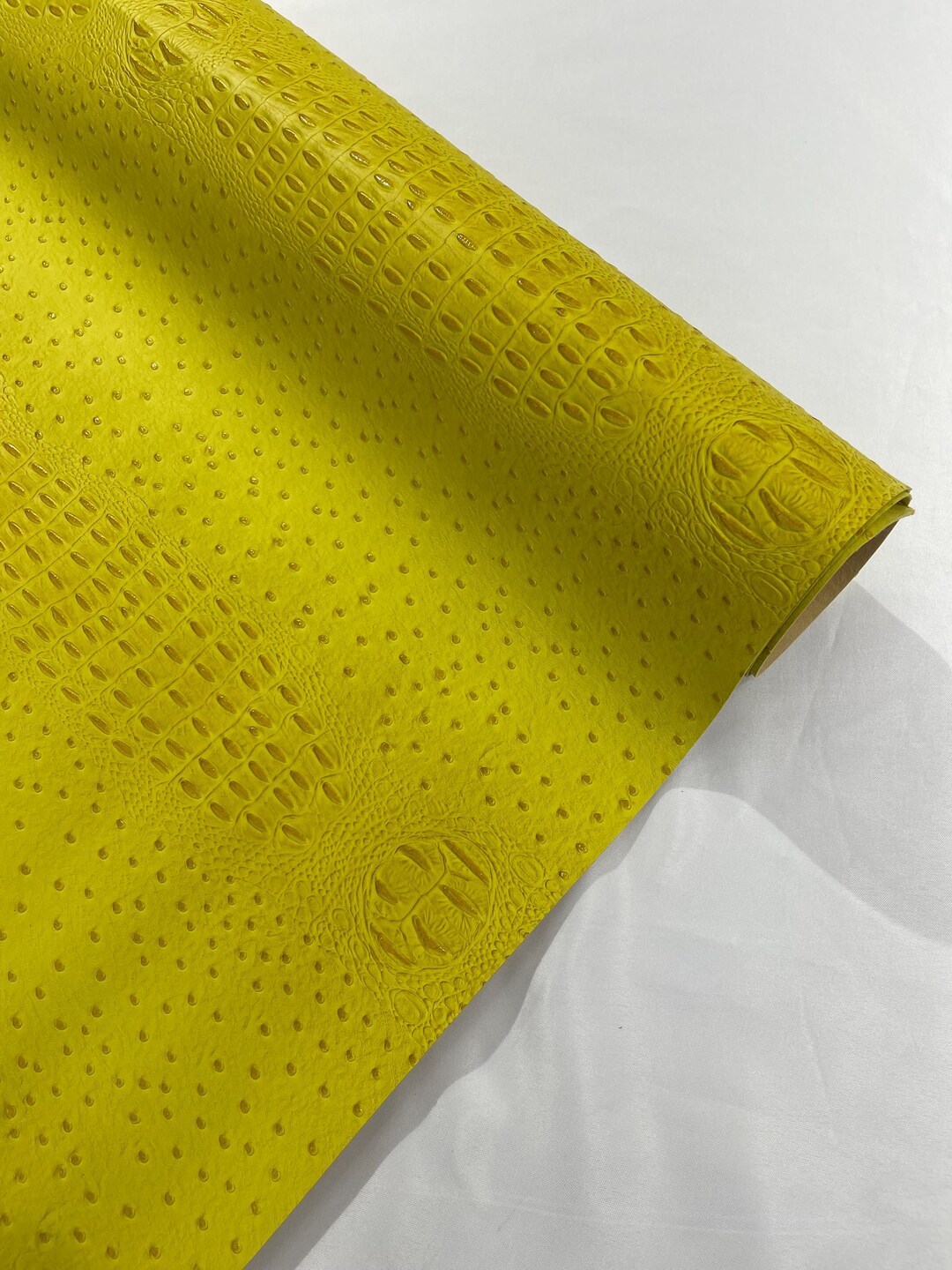 Yellow 54” Wide Gator/ostrich Two Tone Fake Leather Upholstery, 3-D ...