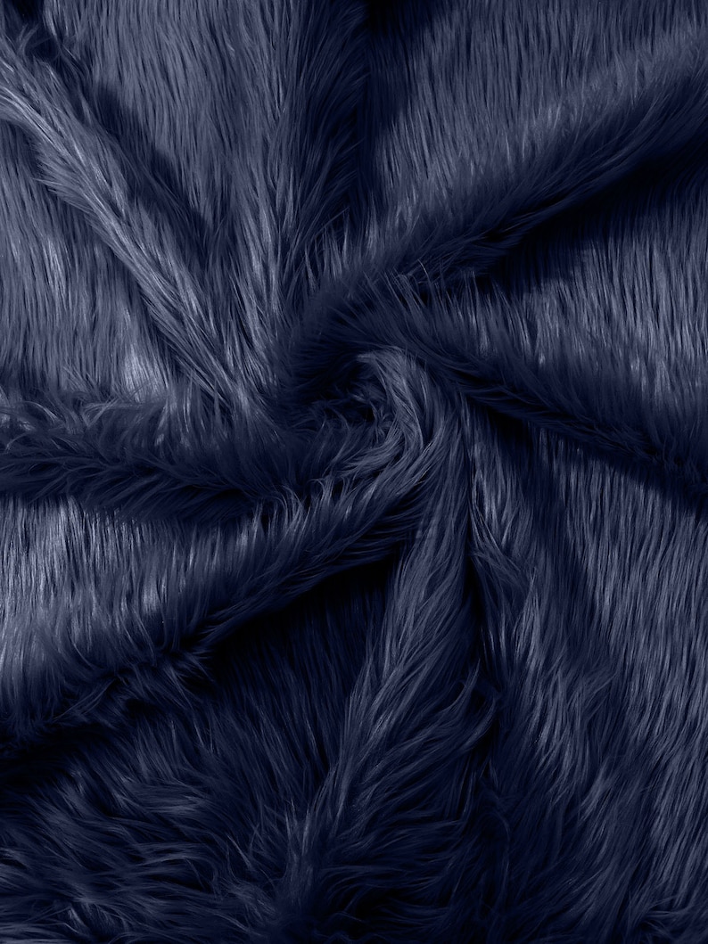 Navy Blue Shaggy Long Pile Soft Faux Fur Fabric for Fur Suit, Cosplay ...