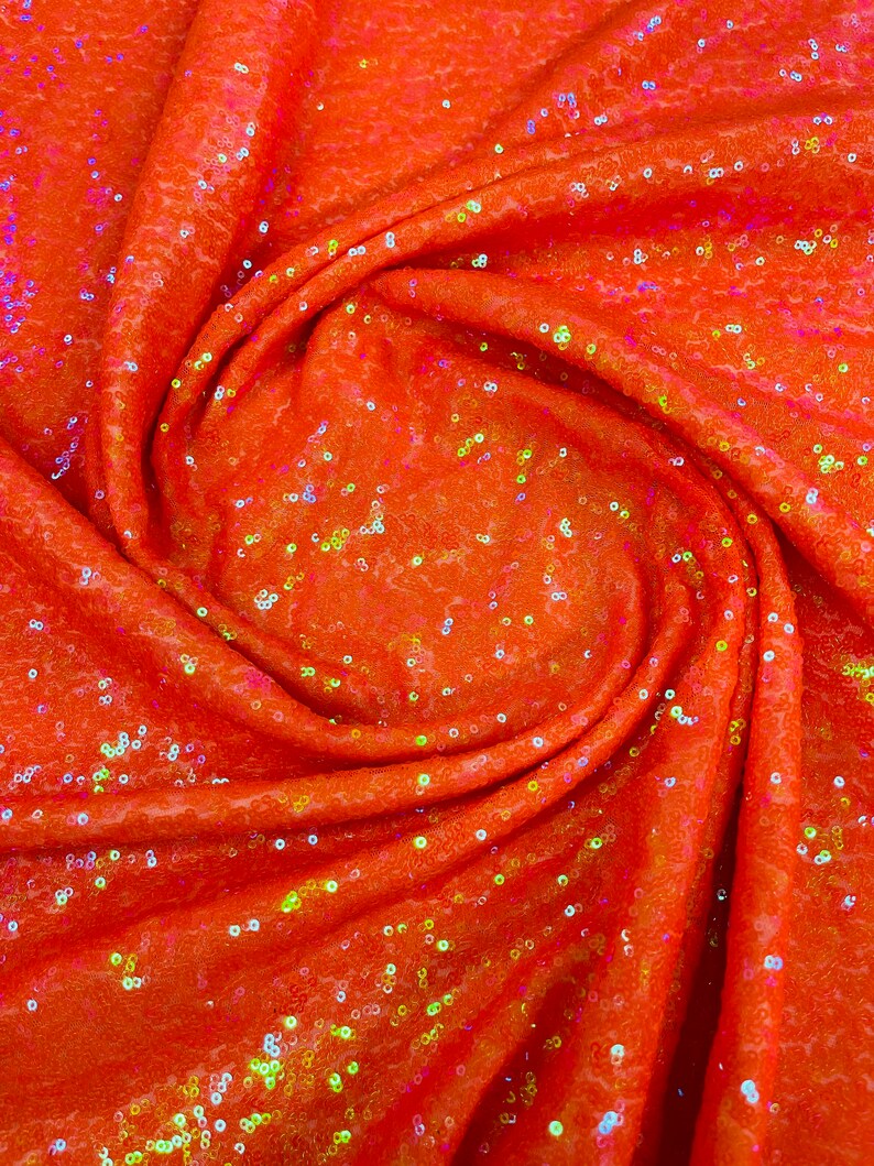 Neon Orange Iridescent Mermaid Fish Scales-mini Glitz Sequins Embroider ...