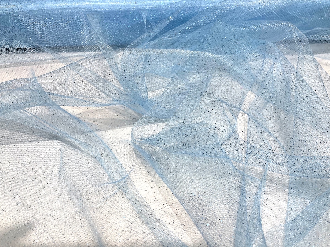 Light Blue Sparkle Tulle Glitter Fabric Shimmer/ Tulle Glitter for ...