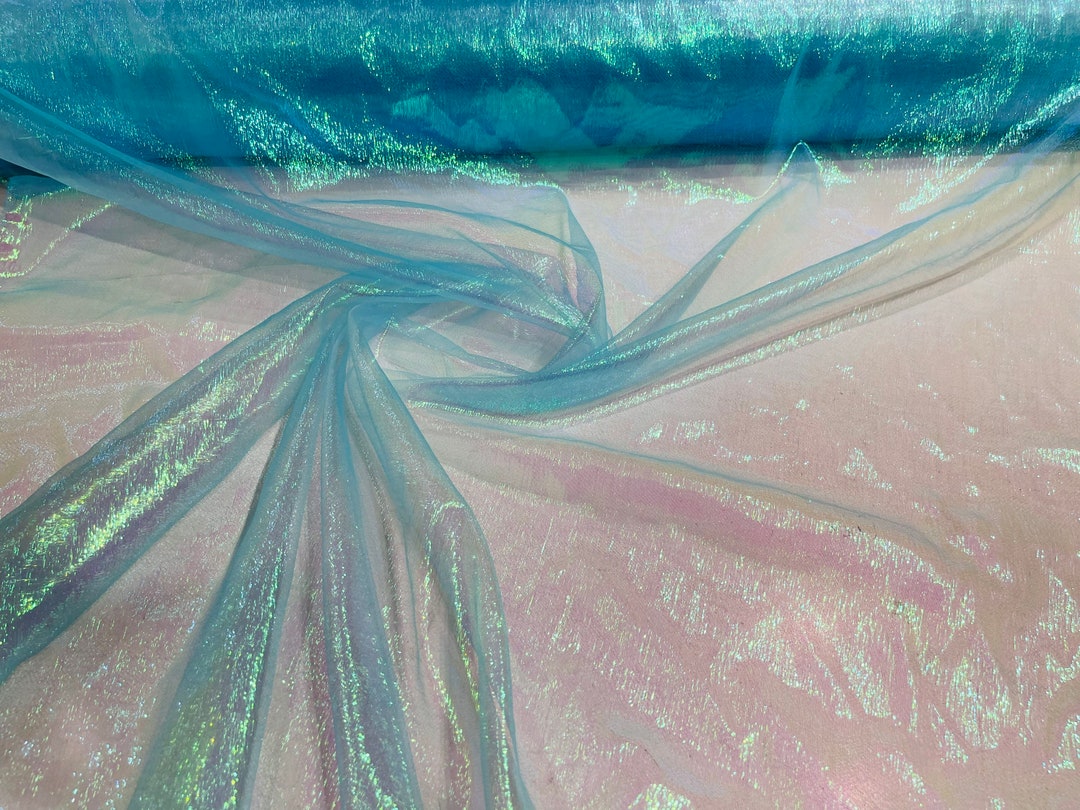 Turquoise Iridescent Crush 40-45 Inches Wide 100% Polyester Soft Light ...