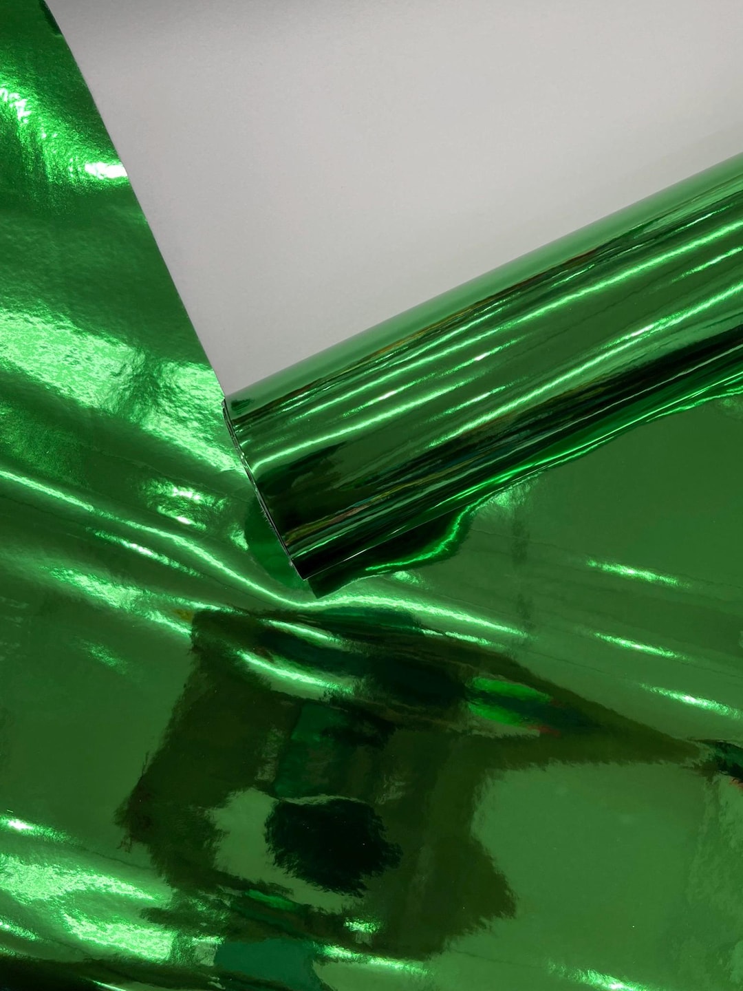 Kelly Green Chrome Mirror Reflective Vinyl Fabric / Crafting Apparel ...