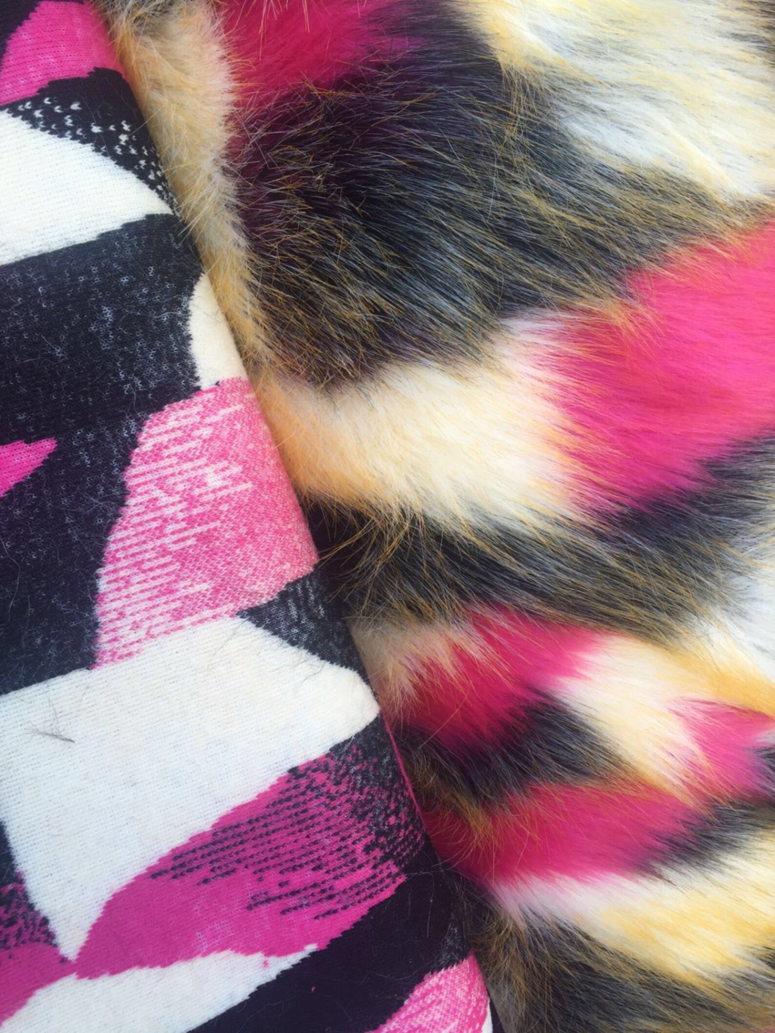Fuchsia Multi Color Jacquard Faux Fun Fur-shaggy Fun Fur-super - Etsy