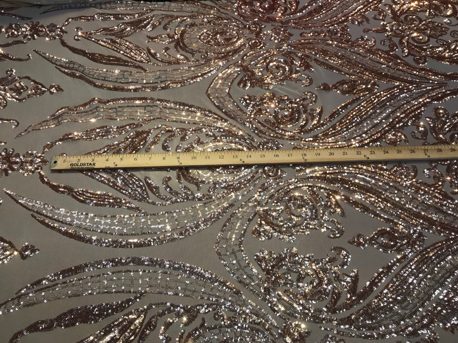 Rose Gold Empire Design Embroidered With Shiny Sequins on a 4 | Etsy