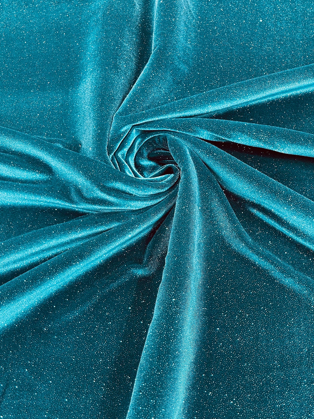 Teal Galaxy Glitter Spandex Stretch Velvet Fabric/60” Wide. - Etsy