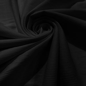 Black - Heavy Weight 380GSM Stretch Rib Knit Fabric Rayon Spandex (by ...