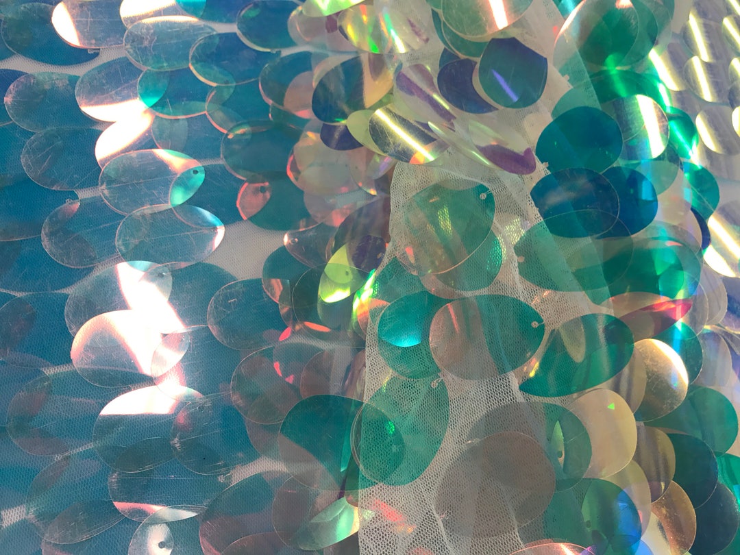 Clear Iridescent Jumbo Sequins Oval Sequin Paillette/tear Drop Mermaid ...