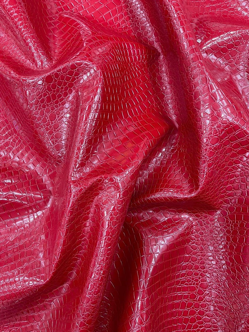 Red Shiny Alligator 3D Embossed Vinyl Fabric, 54" Wide Upholstery ...