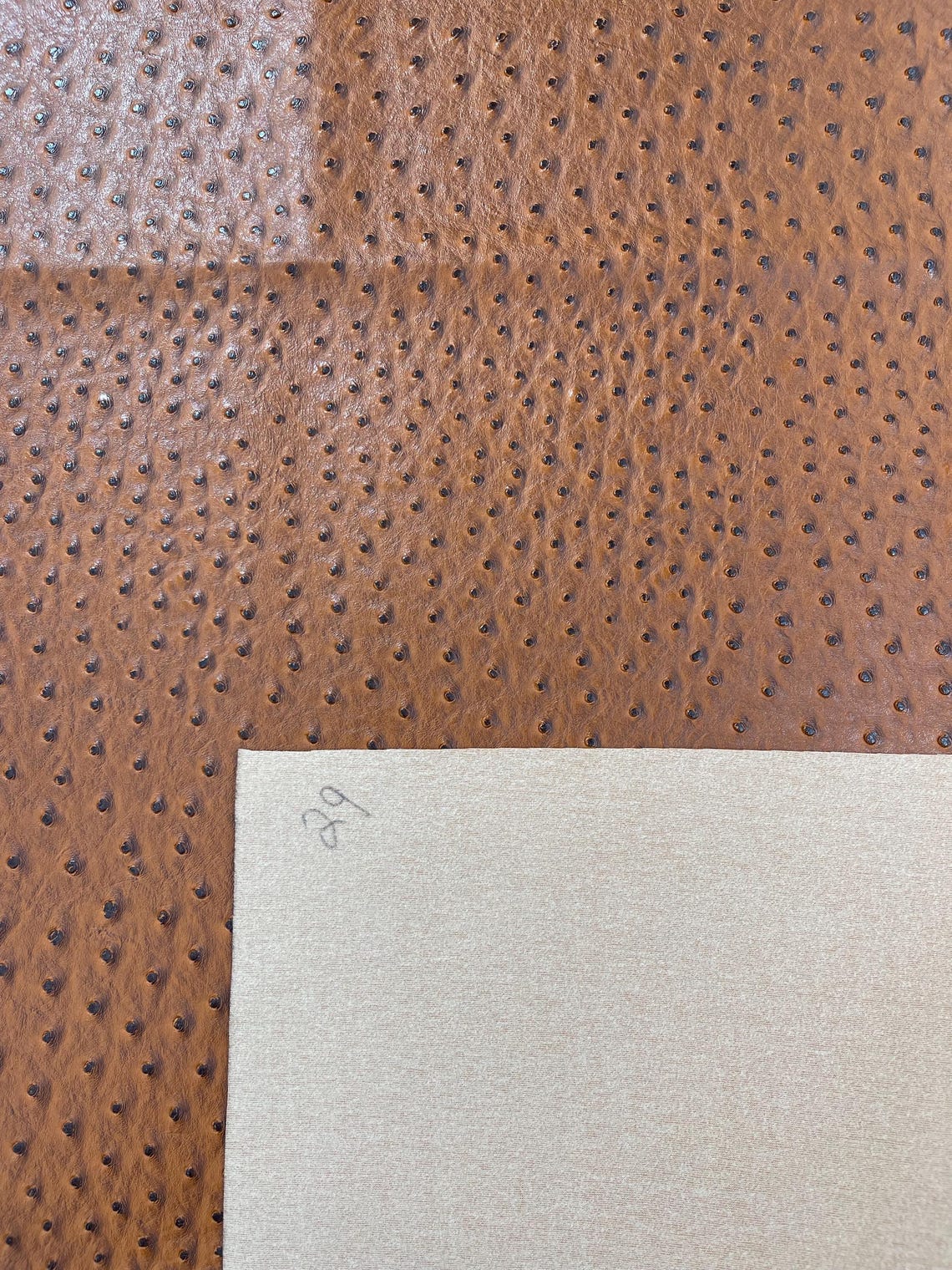 Coñac 54” Wide Ostrich Fake Leather Upholstery, 3-D Ostrich Skin ...