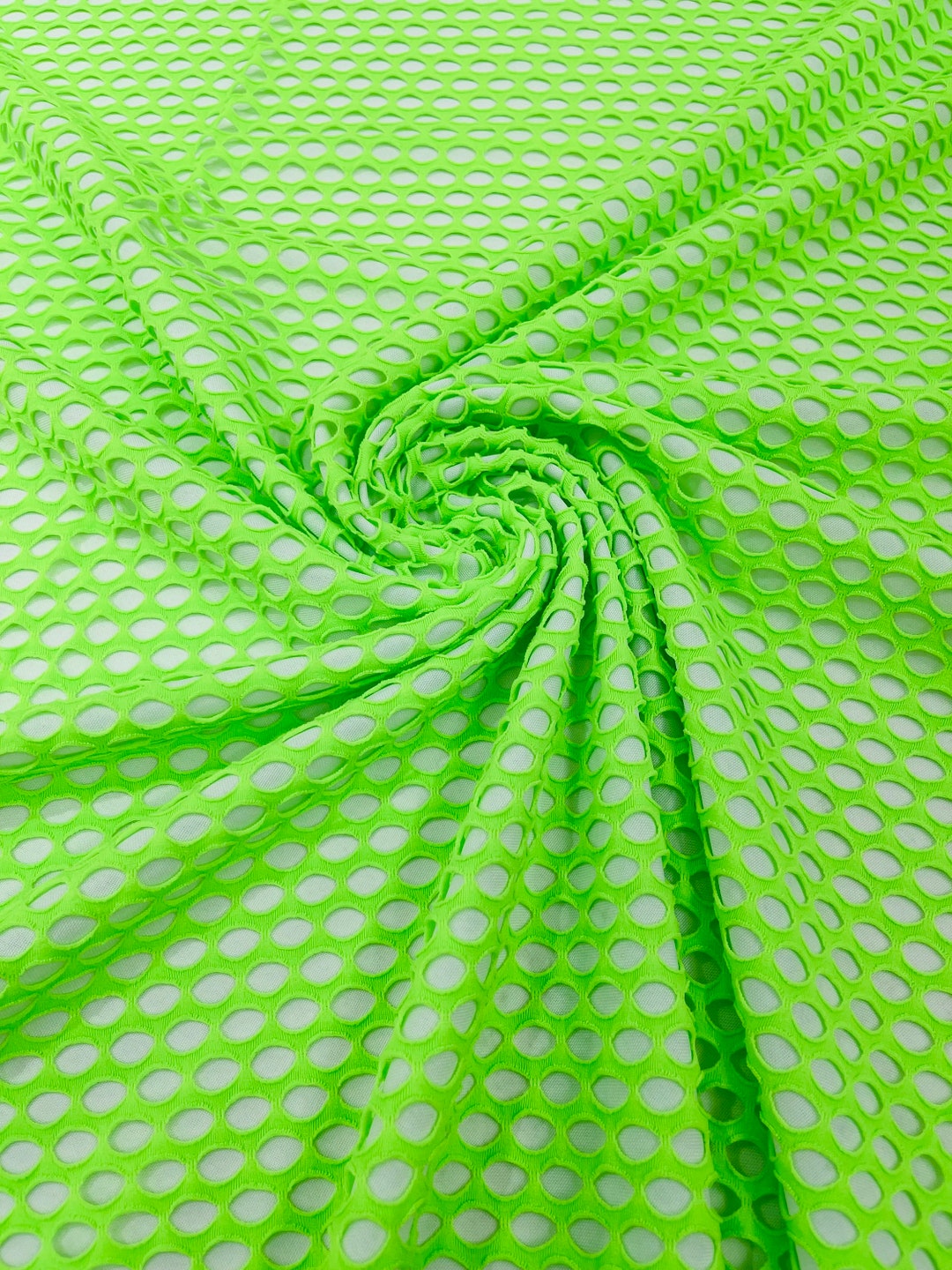 Neon Green Big Hole Fish Net Diamond Mesh on Stretch Spandex Fabric. - Etsy