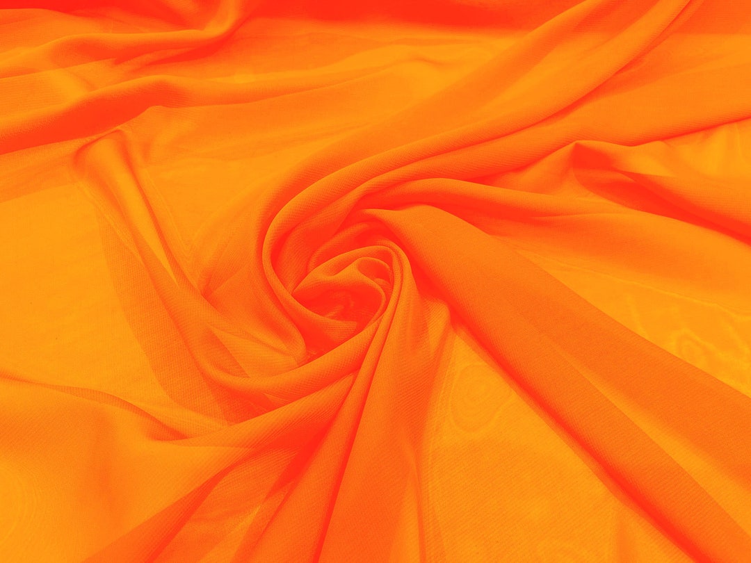 Neon Orange 5 Yards 60" Wide Sheer Fabric Chiffon Fabric by the Yard ...