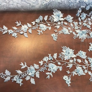 Light Blue Princess 3d Floral Design Embroider With Pearls on - Etsy