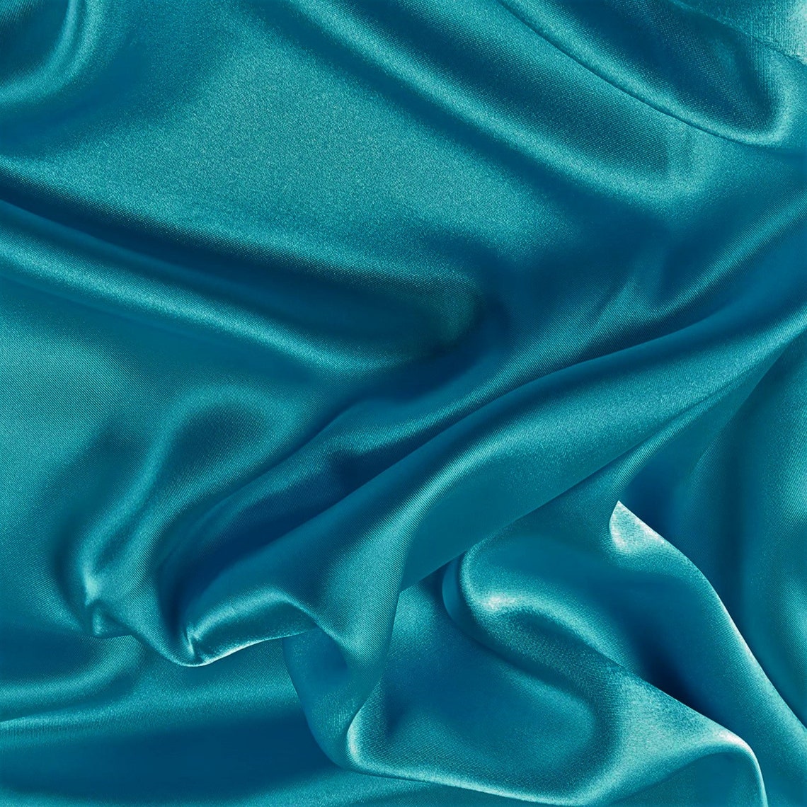 Turquoise Bridal Satin Fabric, Shiny Charmeuse, 60" Wide, Sold by the ...