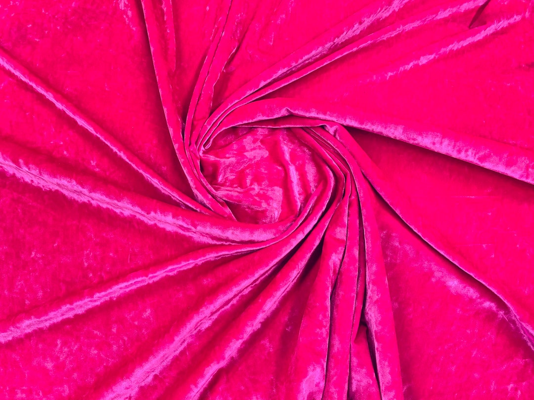 Hot Pink 60" Wide 90% Polyester 10 Percent Spandex Stretch Crushed Velvet Fabric for Sewing ...