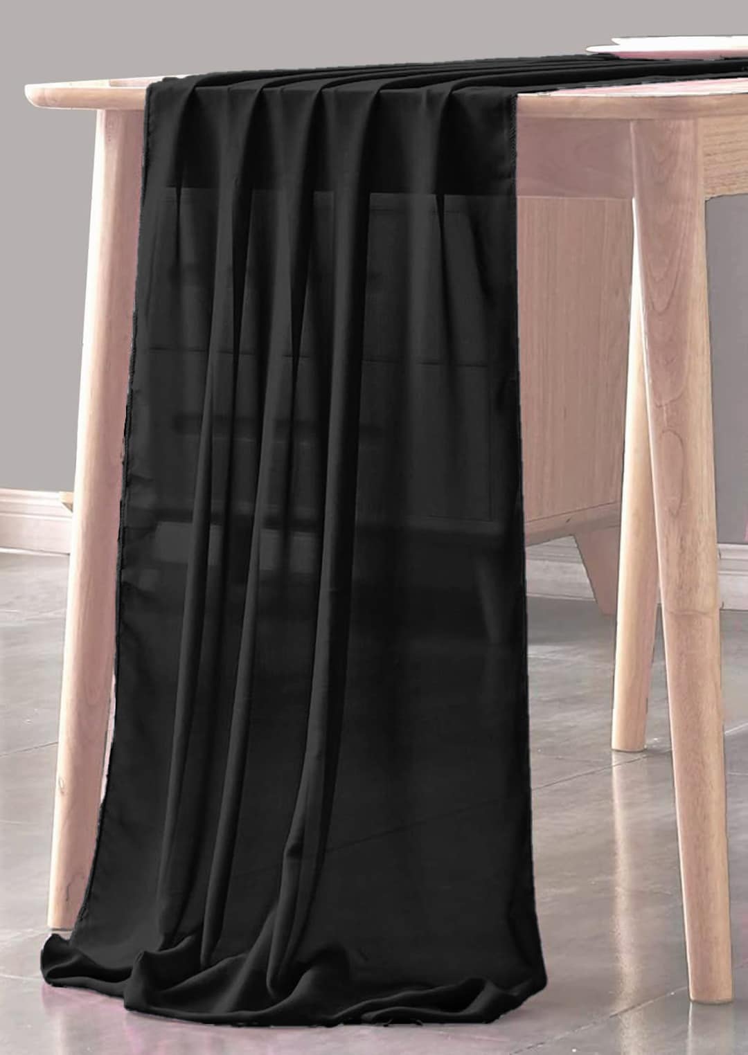 Black - Chiffon Sheer Table Runner for Wedding, Decorations for ...
