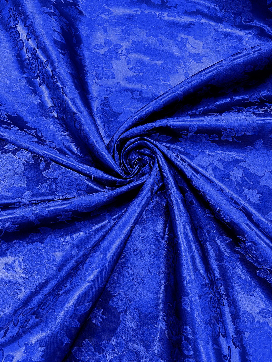 Royal Blue Big Rose Brocade Jacquard Satin Fabric, 60" Wide, Sold by ...