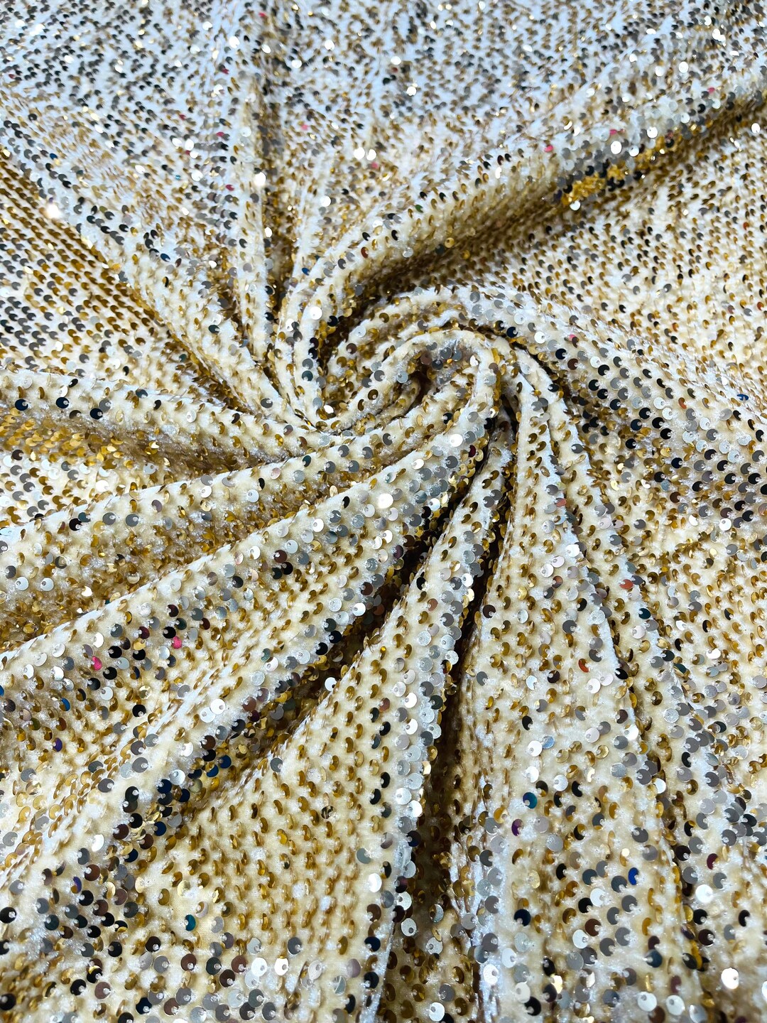 Gold Shiny Sequins on a Stretch Velvet Fabric-prom-nightgown-sold by ...
