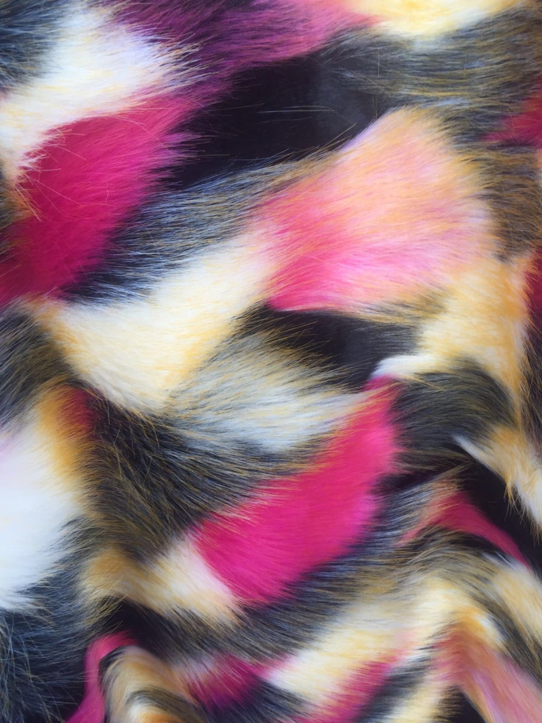 Fuchsia Multi Color Jacquard Faux Fun Fur-shaggy Fun Fur-super Soft ...