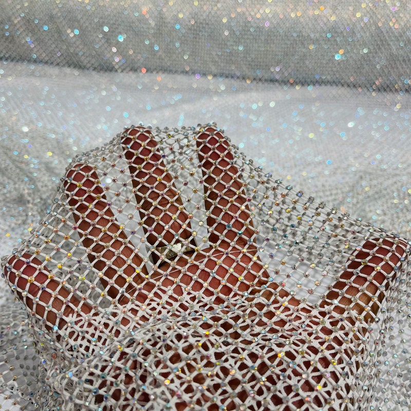 Rhinestone Fishnet Fabric - Etsy