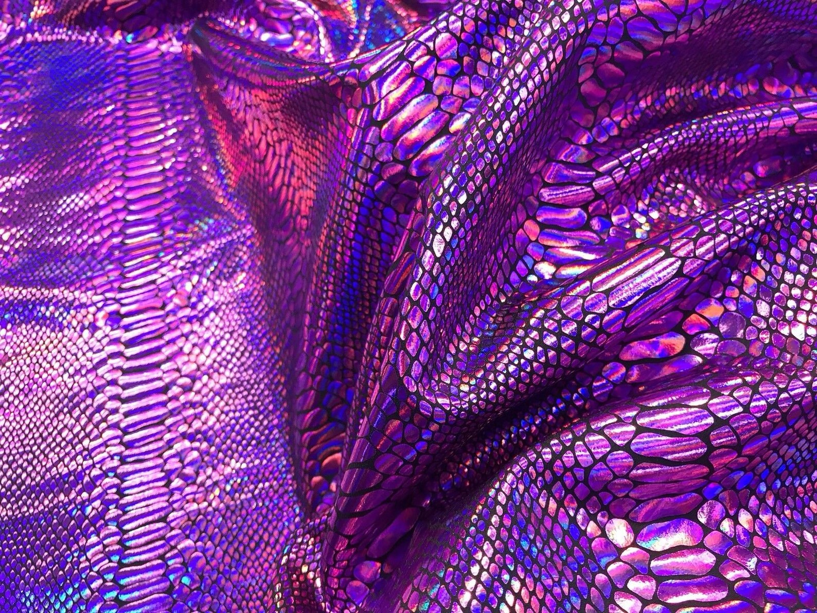 Iridescent Snake Skin Print on Nylon Two Way Stretch Spandex | Etsy