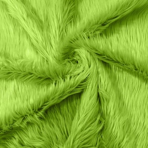 Lime Green Long Pile Soft Faux Fur Fabric for Fur Suit, Cosplay Costume ...