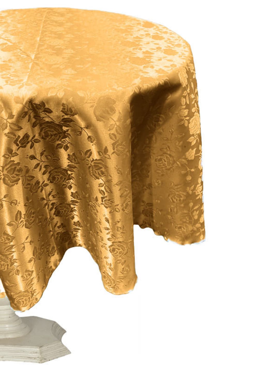 Gold Round Tablecloth Roses Jacquard Satin Overlay for Small Coffee ...