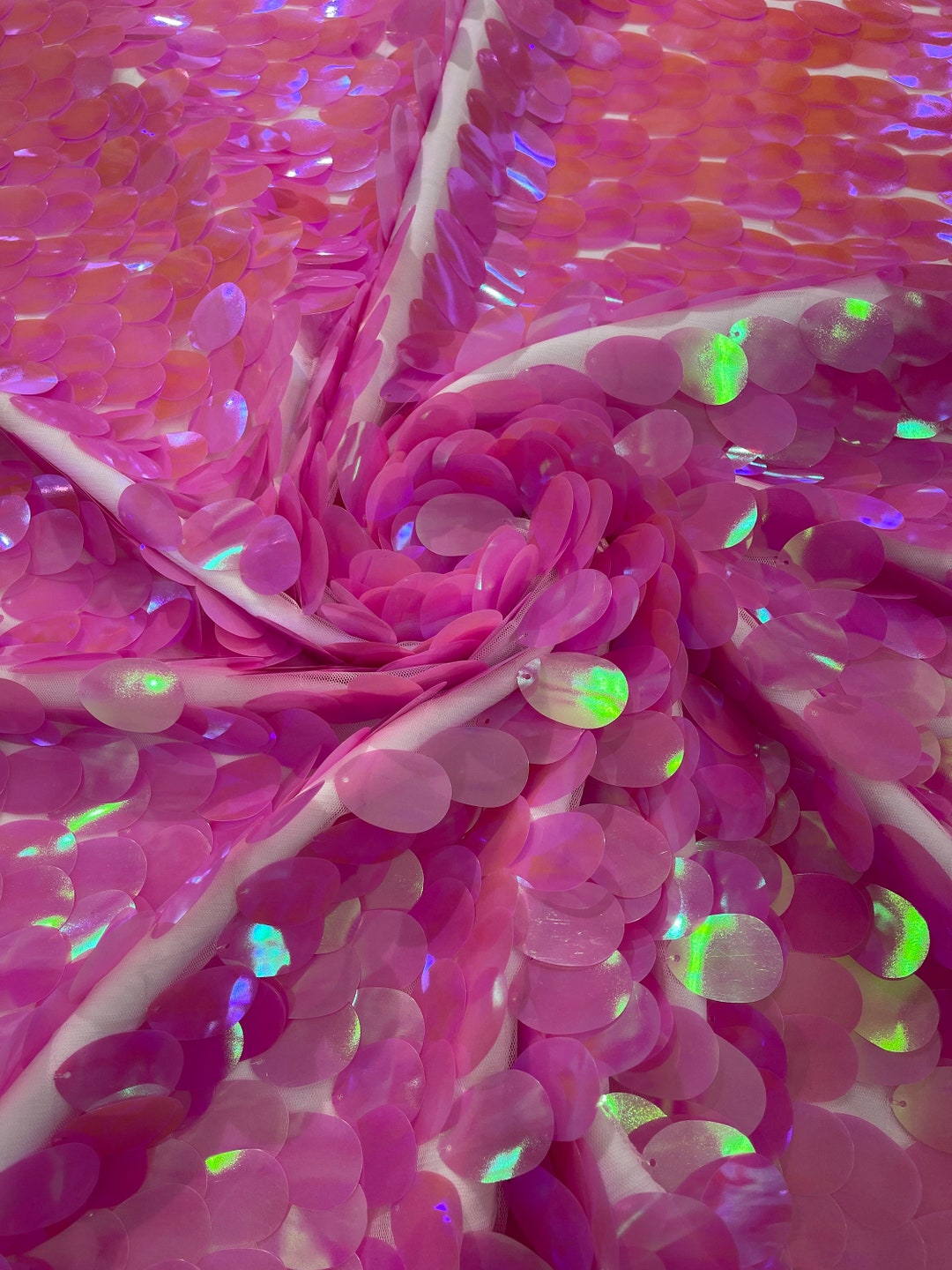 Candy Pink Iridescent Jumbo Sequins Oval Sequin Paillette/tear Drop ...