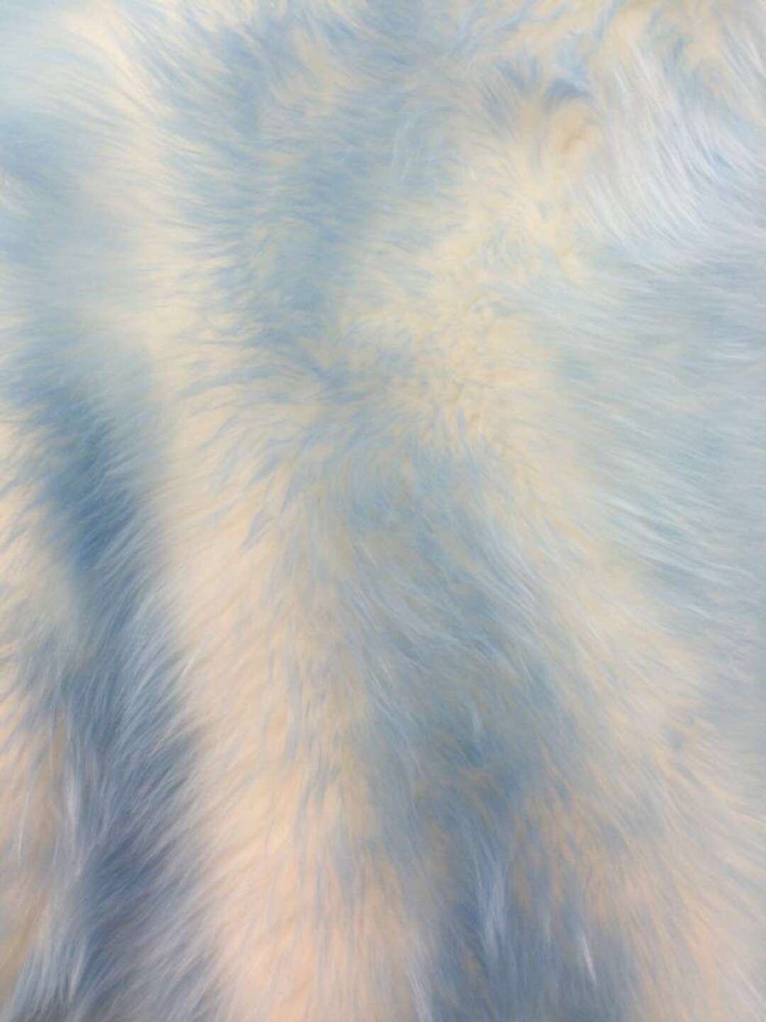 Light Blue/ off White Cotton Candy Design Shaggy Faux Fun Fur- 2 Tone ...