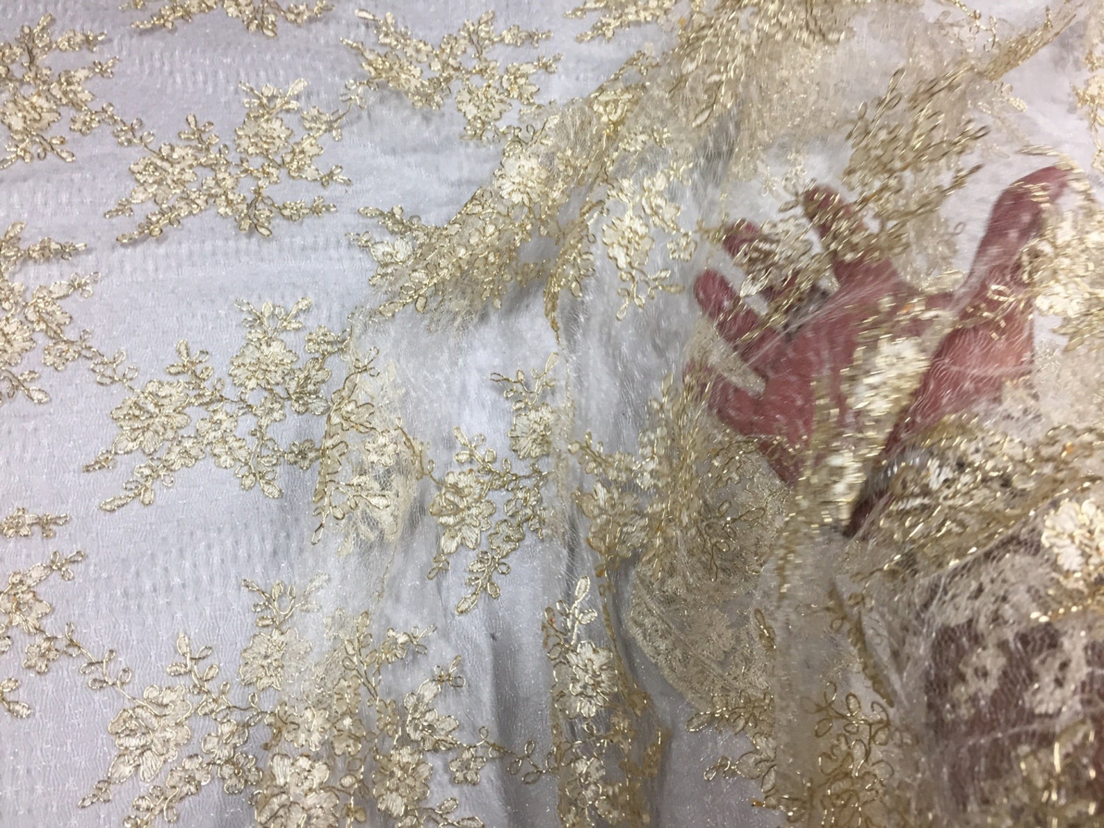 Sensational Metallic Ivory Flowers Embroider and Corded on a | Etsy