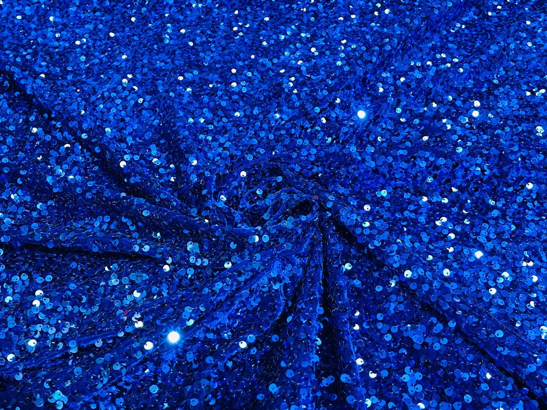 Royal Blue All-over 5mm Shiny Sequins Stretch Velvet 54" Wide. - Etsy