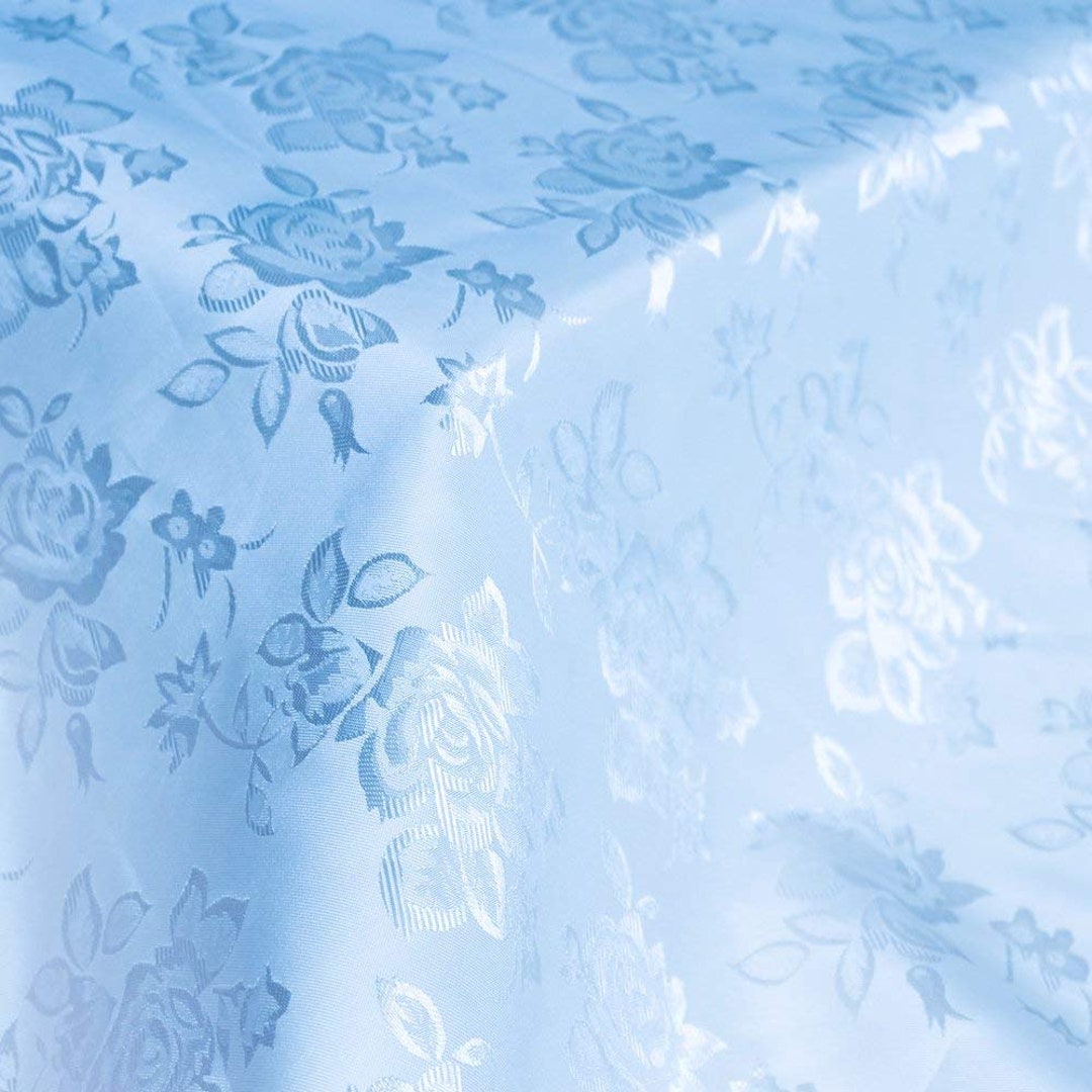 Baby Blue 60" Wide Polyester Flower Brocade Jacquard Satin Fabric, Sold ...