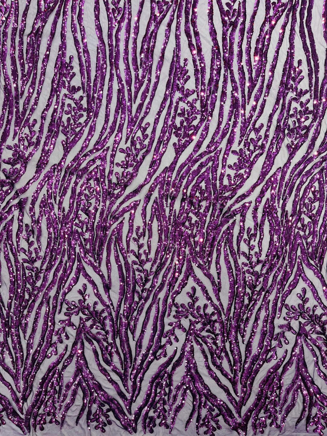 Purple - Vine/root Sequin 4 Way Stretch Mesh Fabric, by the Yard. - Etsy