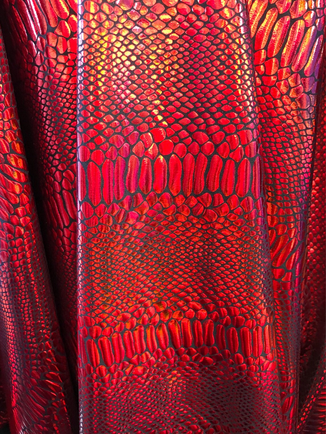 Red Iridescent Snake Skin Print on a 2 Way Stretch Nylon - Etsy
