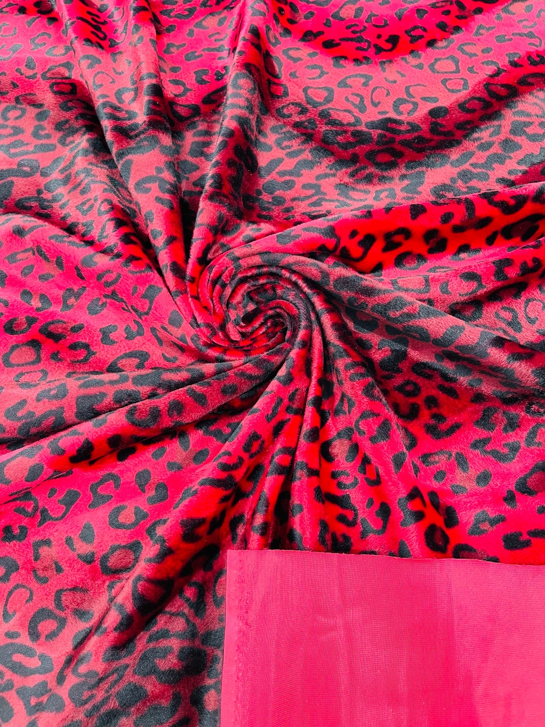 Dark Red/black Leopard Animal Print Velboa Faux Fur Fabric/58"/60 ...