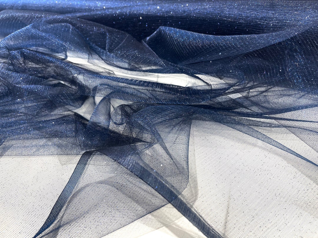 Navy Blue Sparkle Tulle Glitter Fabric Shimmer/ Tulle Glitter for ...