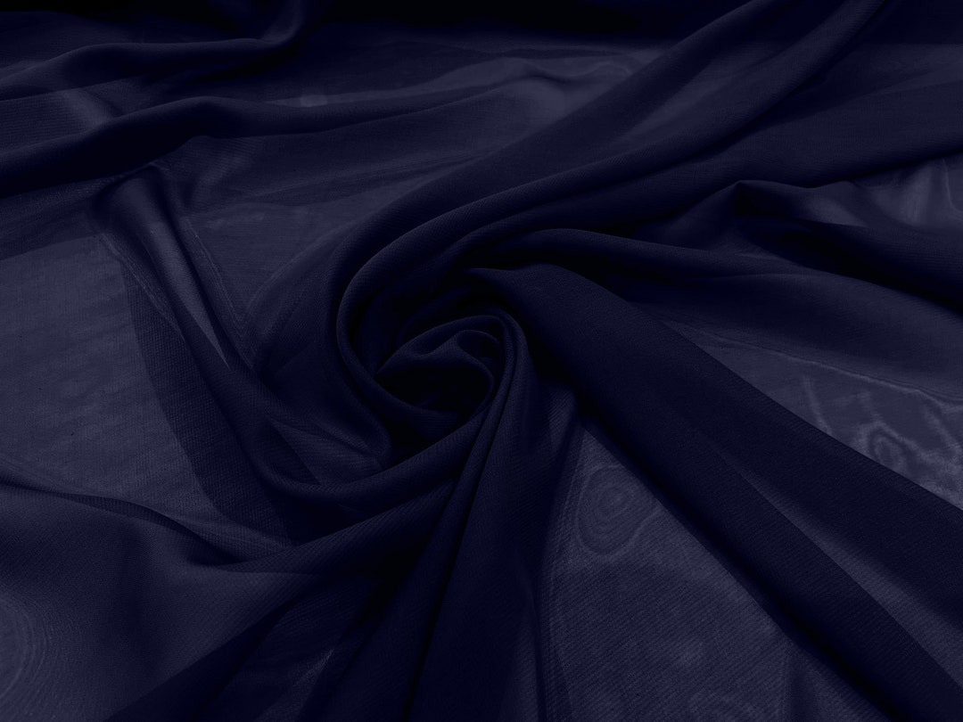 Navy Blue 58/60" Wide 100% Polyester Soft Light Weight, Sheer, See ...
